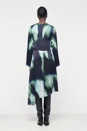 LEEM Printed Paneled Silk Dress