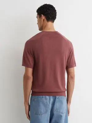 REISS Brook Merino Wool Raglan-sleeve T-shirt - Raspberry Pink
