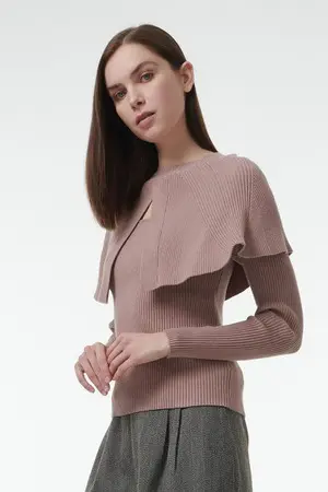 LEEM Fitted Sweater With Cape Detail
