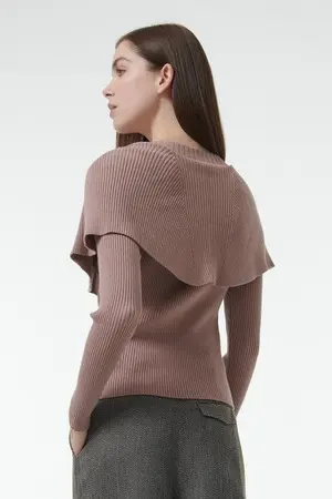 LEEM Fitted Sweater With Cape Detail