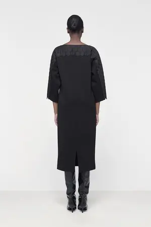 LEEM Quilted Embroidered Midi Dress