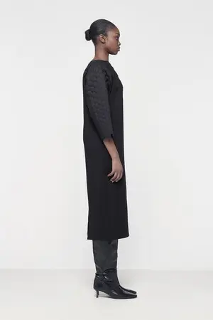 LEEM Quilted Embroidered Midi Dress