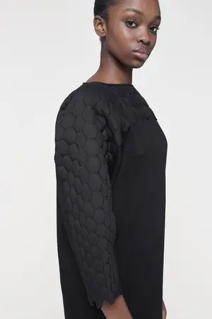 LEEM Quilted Embroidered Midi Dress