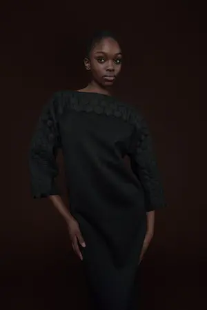 LEEM Quilted Embroidered Midi Dress