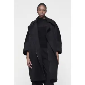 LEEM Boxy Wool-blend Biker Coat - Black