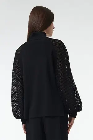 LEEM Mesh Sleeve Knitted Sweater