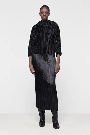 LEEM Fitted Plisse Maxi Skirt