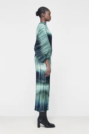 LEEM Printed Plisse Batwing Maxi Dress