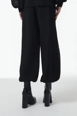 LEEM Mesh Detail Knit Harem Trousers