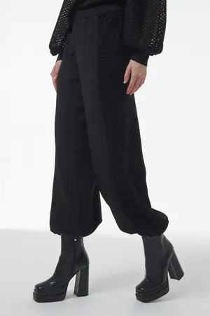 LEEM Mesh Detail Knit Harem Trousers