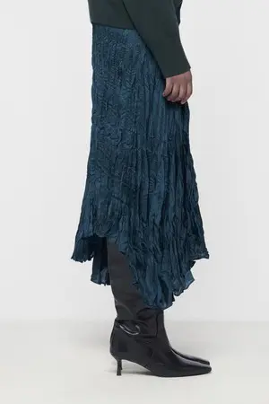 LEEM Asymmetric Plisse Maxi Skirt