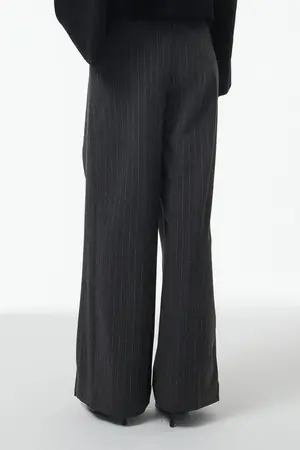 LEEM Pinstriped Wide-leg Trousers