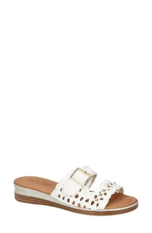 BELLA VITA Woven Wedge Sandals - White Raffia