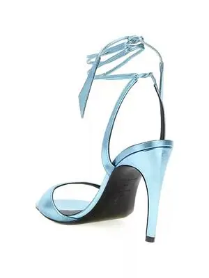 Attico Ora Laminated Square Toe Sandals - Blue
