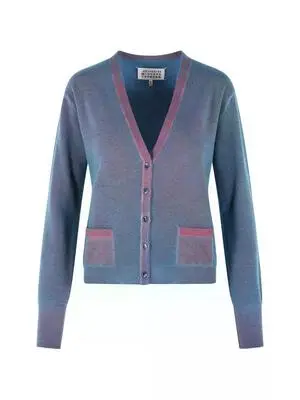 MAISON MARGIELA Patch-pocket V-neck Cardigan - Blue