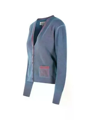 MAISON MARGIELA Patch-pocket V-neck Cardigan - Blue