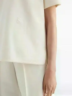JIL SANDER Embroidered-logo Zip Polo Shirt - Neutrals