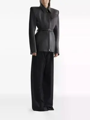 MUGLER Leather Fitted Jacket - Black