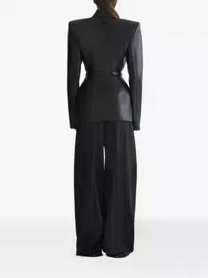 MUGLER Leather Fitted Jacket - Black