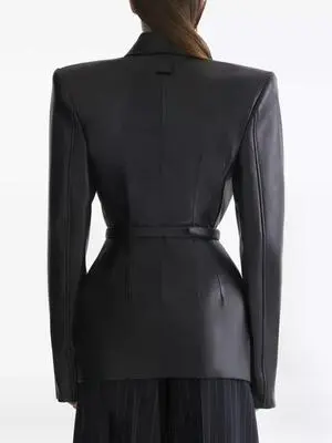 MUGLER Leather Fitted Jacket - Black