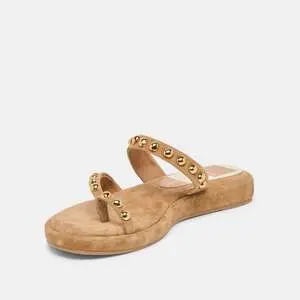 DOLCEVITA Amary Studded Sandals - Lt Brown Suede
