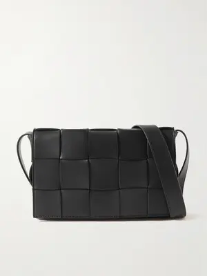 Bottega Veneta Cassette Medium Intrecciato Leather Shoulder Bag - Black