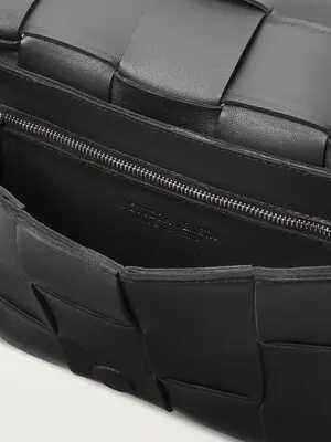 Bottega Veneta Cassette Medium Intrecciato Leather Shoulder Bag - Black