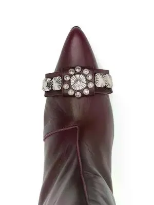Toga Toe-embellished Leather Boots - Red