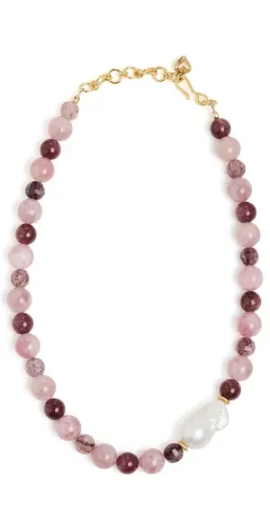 Brinker & Eliza Sugarplum Necklace - Strawberry Quartz Multi