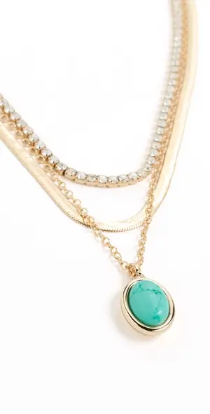 Ettika Crystal Halo Layered Necklace - Turquoise