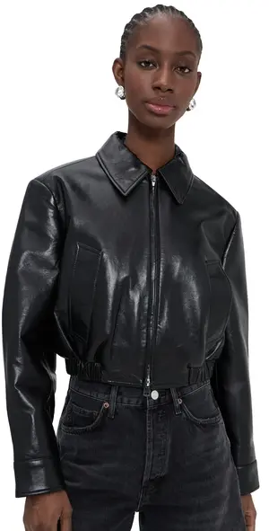 AGOLDE Nahla Cropped Leather Jacket - Detox