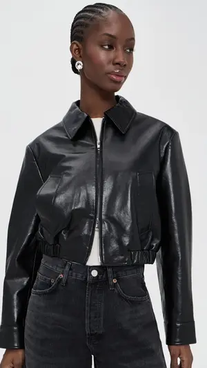 AGOLDE Nahla Cropped Leather Jacket - Detox