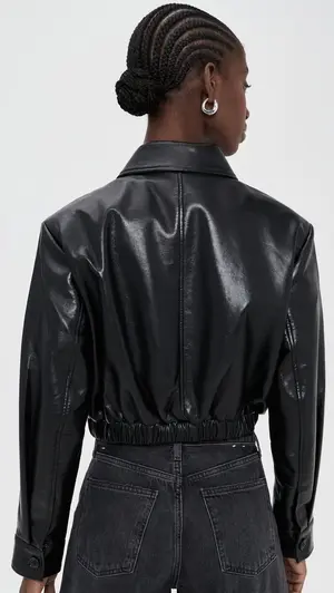 AGOLDE Nahla Cropped Leather Jacket - Detox