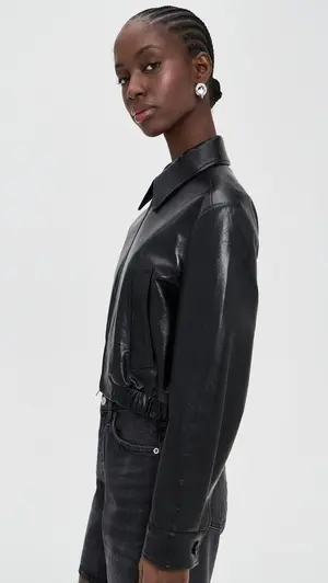 AGOLDE Nahla Cropped Leather Jacket - Detox