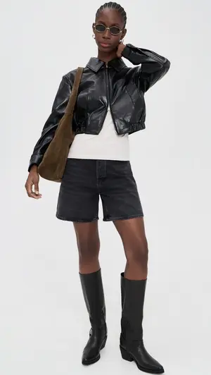 AGOLDE Nahla Cropped Leather Jacket - Detox
