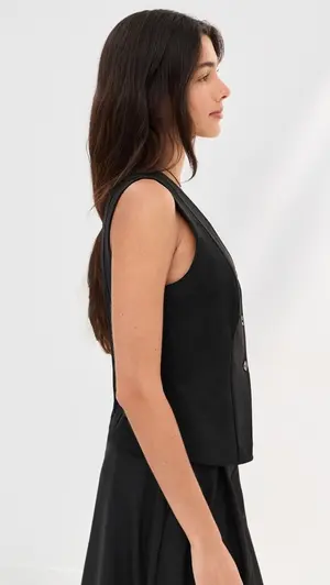 LE BOP Lottie Faux Suede Vest - Black