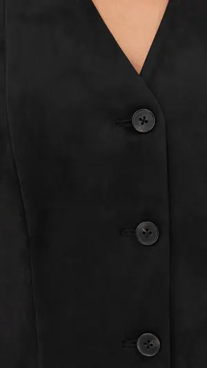 LE BOP Lottie Faux Suede Vest - Black