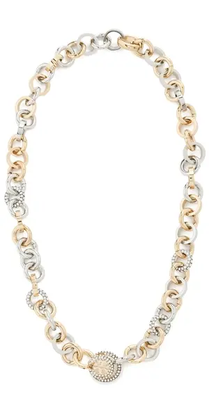Tory Burch Icon Mixed Pavé Chain Necklace - Tory Gold/tory Silver/crystal