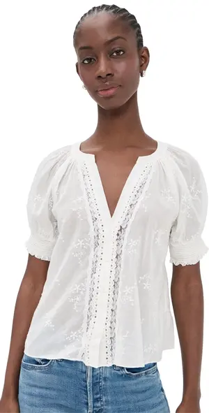 Alice + Olivia Thalia Floral Embroidered Blouse