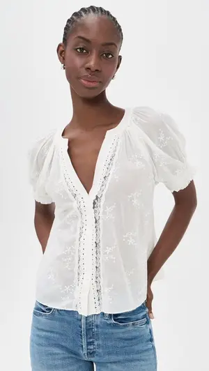 Alice + Olivia Thalia Floral Embroidered Blouse