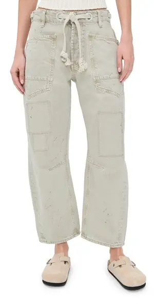 Free People Moxie Low Slung Barrel Jeans - Jetty
