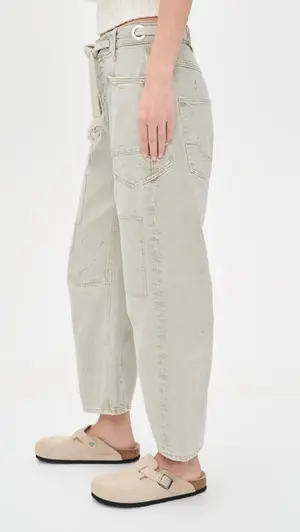 Free People Moxie Low Slung Barrel Jeans - Jetty