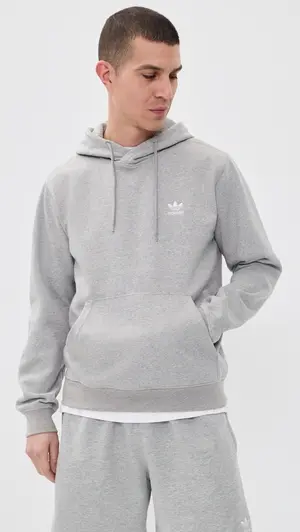 Adidas Trefoil Essentials Hoodie - Medium Grey Heather/white