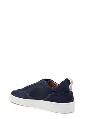 AURELIEN Leisure Panelled Suede Sneakers - Navy