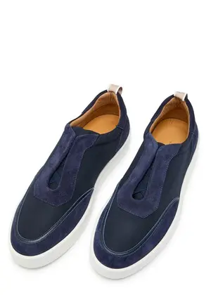 AURELIEN Leisure Panelled Suede Sneakers - Navy