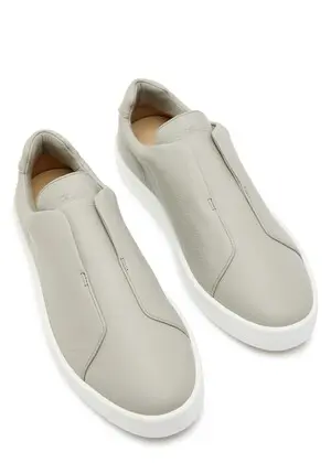 AURELIEN Softey Grained Leather Sneakers - Grey