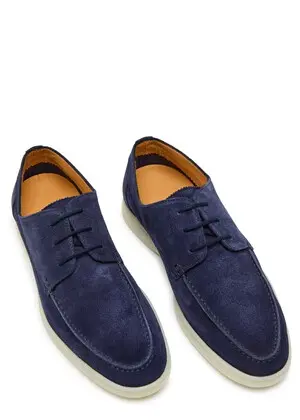 AURELIEN Suede Boat Loafers - Navy