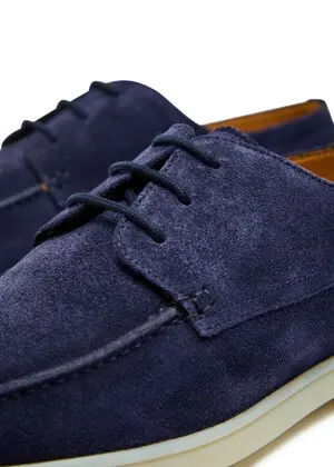 AURELIEN Suede Boat Loafers - Navy