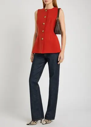 Veronica Beard Jessup Darted Tailored Vest - Red