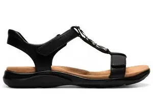 Clarks Kitly Gem Sandal - Black Leather